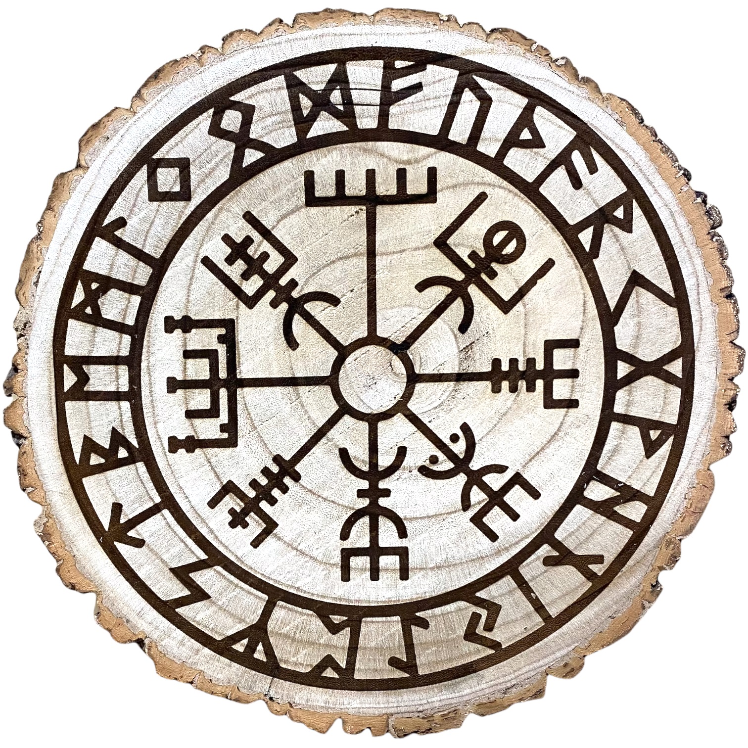 Runic Compass - Wooden Altar Slice - Sons of Asgard