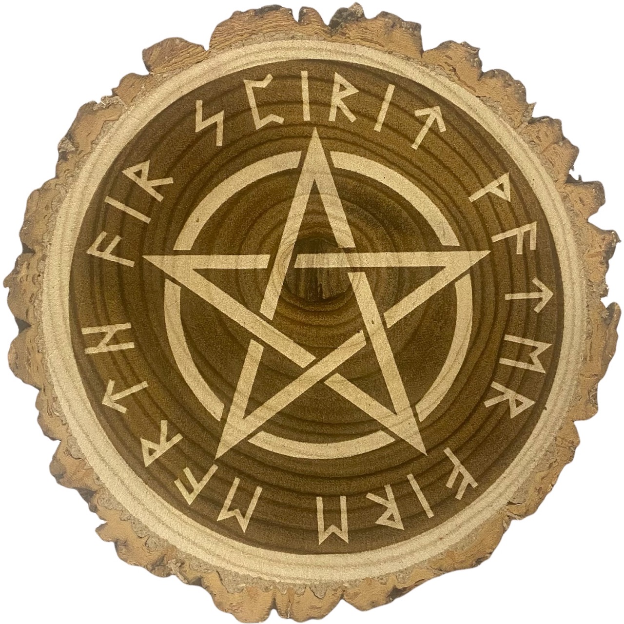 Runic Element Pentagram - Wooden Altar Slice - Sons of Asgard
